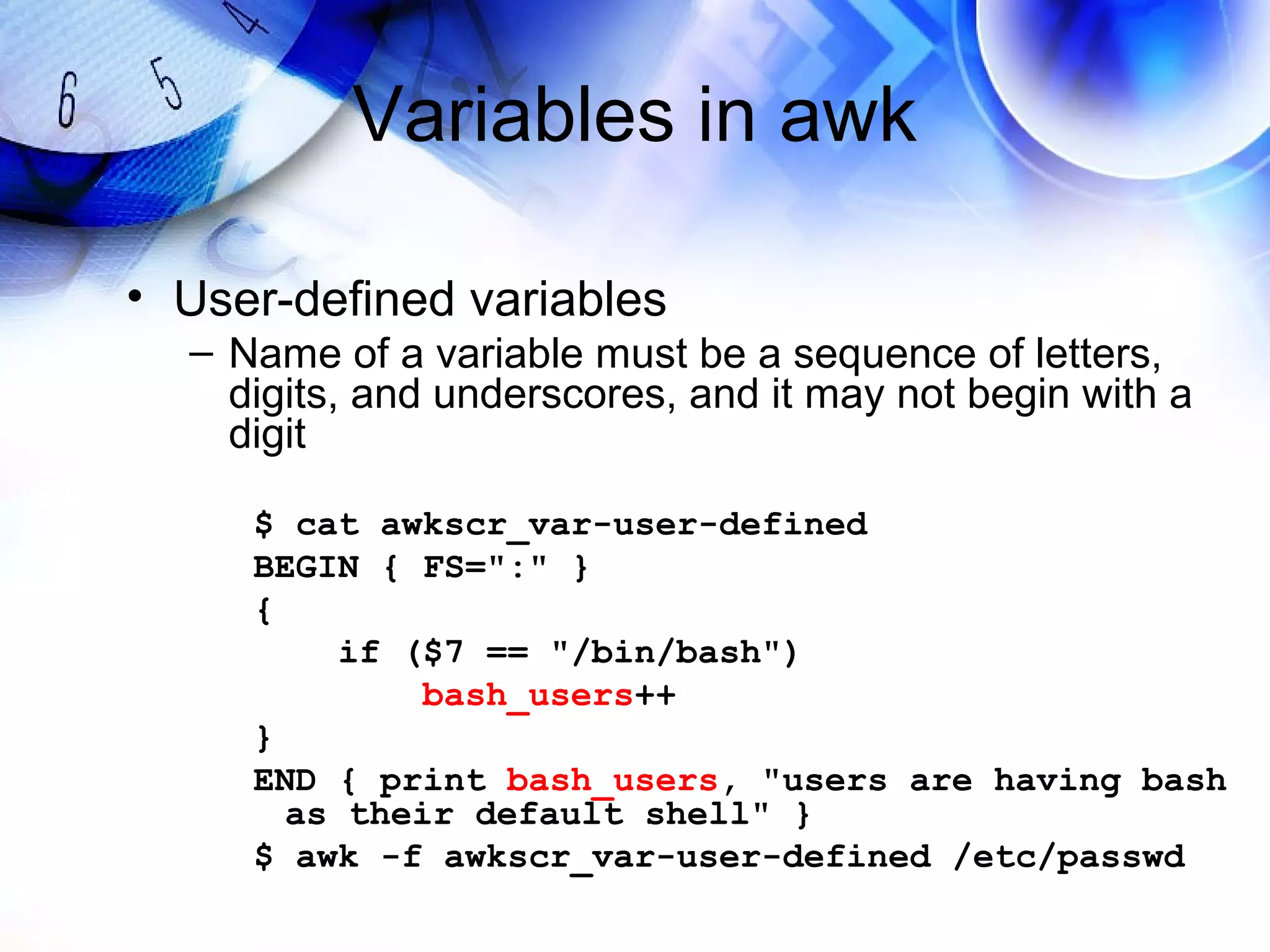 Learning sed and awk | PPT | Programming Languages | Computing