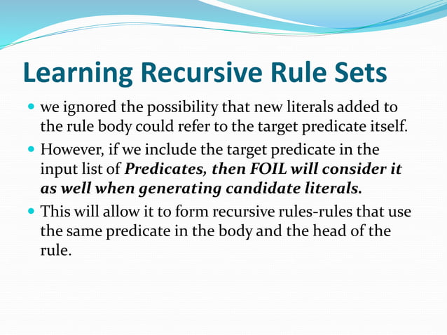 Learning set of rules | PPTX | Programming Languages | Computing