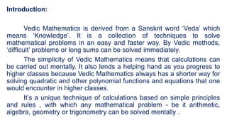 Learning short cuts of vedic mathematics | PPTX