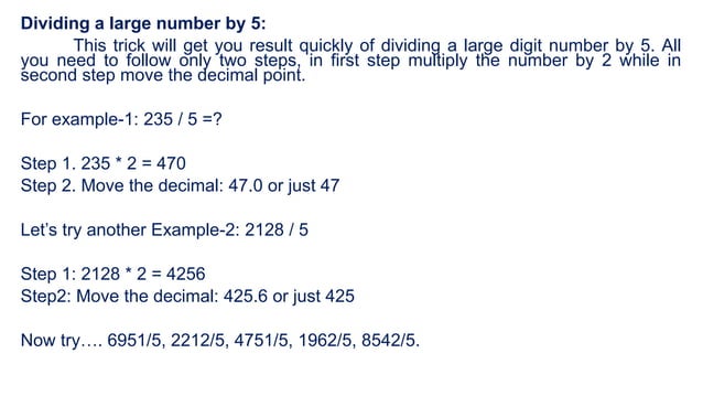 Learning short cuts of vedic mathematics | PPT