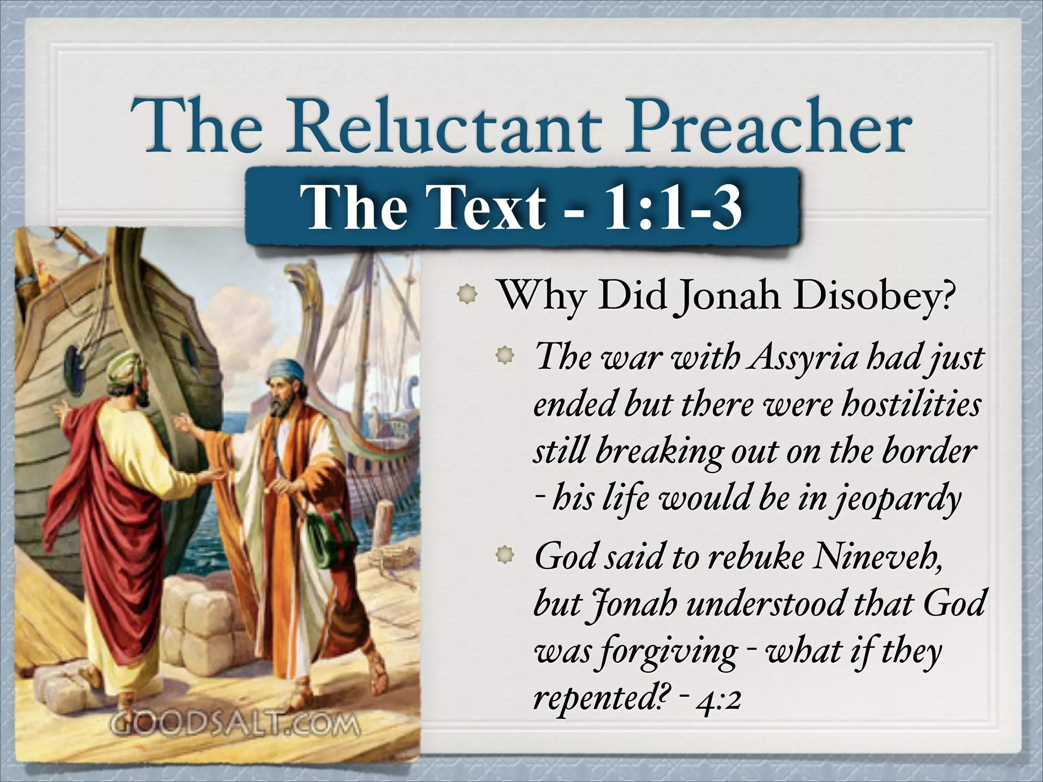 Jonah, The Reluctant Preacher | PDF
