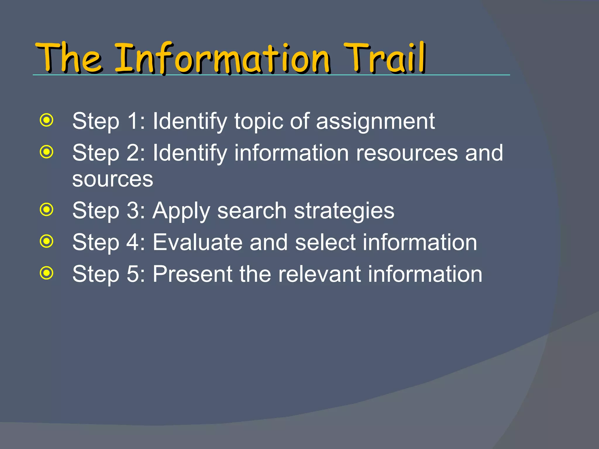 Learning Skills 6 Information Gathering Process Slides | PPT