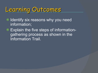 Learning Skills 6 Information Gathering Process Slides | PPT
