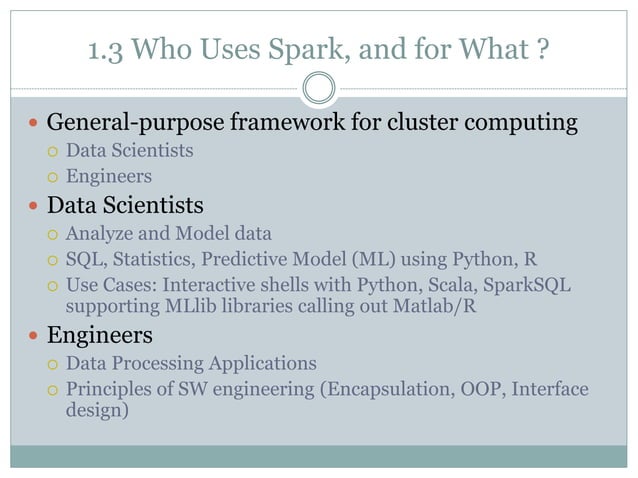Learning spark ch01 - Introduction to Data Analysis with Spark | PPT