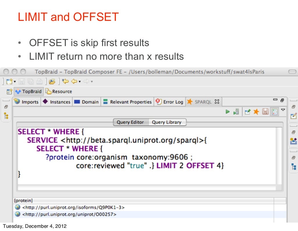 LIMIT and OFFSET • OFFSET