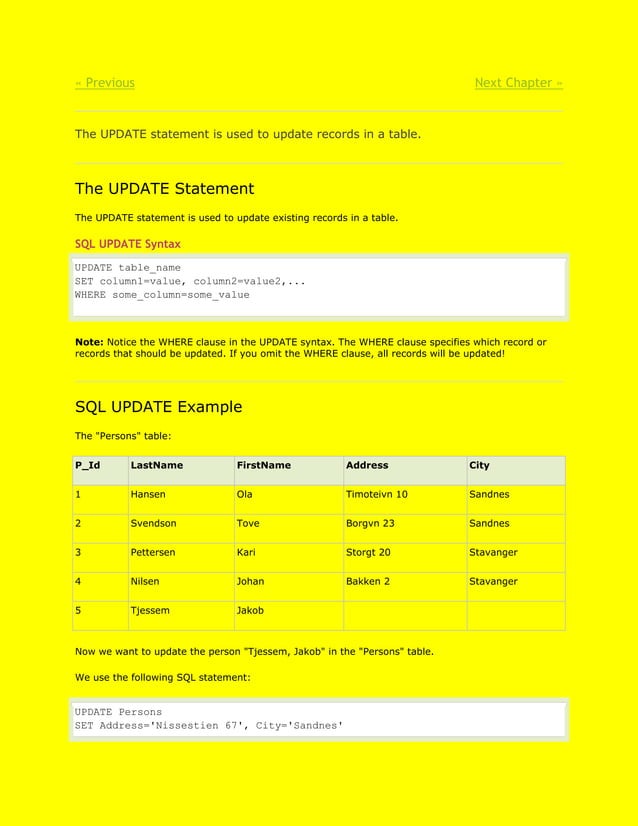 Learning sql from w3schools | DOCX | Databases | Computer Software and ...