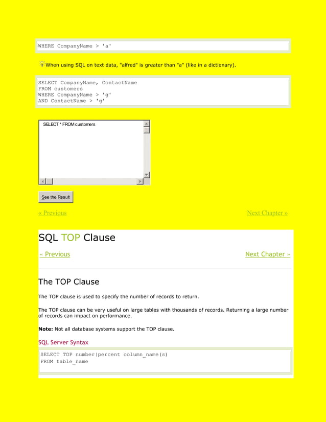 Learning sql from w3schools | DOCX | Databases | Computer Software and Applications