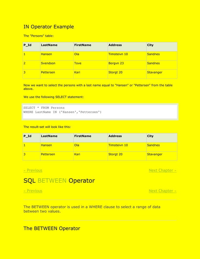 Learning sql from w3schools | DOCX | Databases | Computer Software and ...