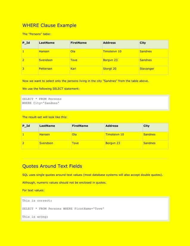 Learning sql from w3schools | DOCX | Databases | Computer Software and ...