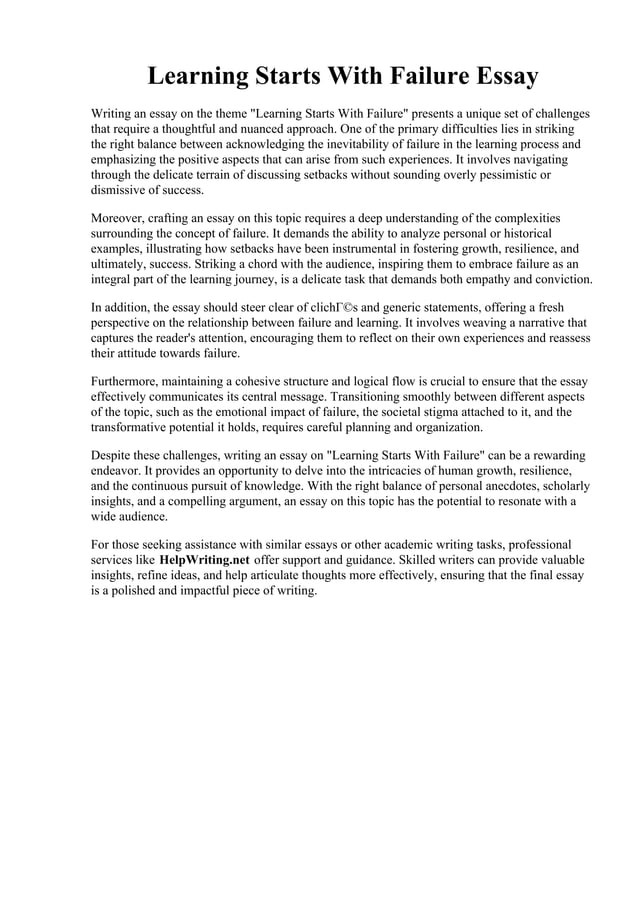 Learning Starts With Failure Essay. Sample Common Application Essay ...