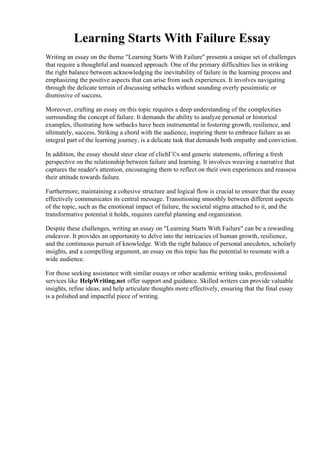 Learning Starts With Failure Essay. Sample Common Application Essay ...