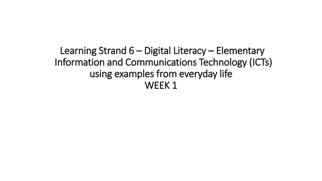 Learning Strand 6 – Digital Literacy –.pptx | Technology & Computing