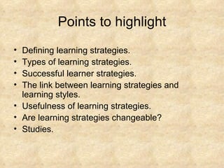 Types Of Learning Strategies
