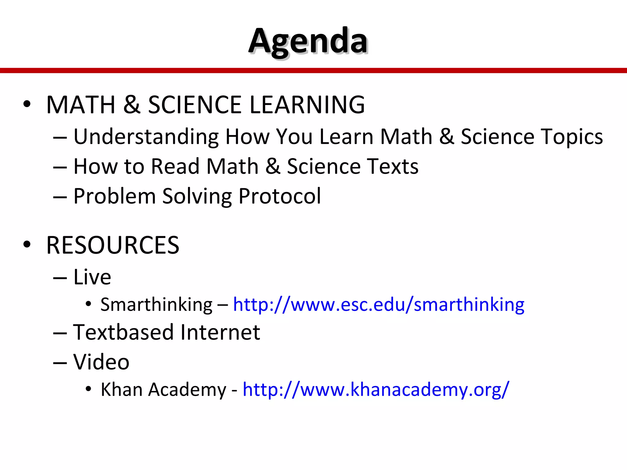 Learning strategies for math and science | PPT