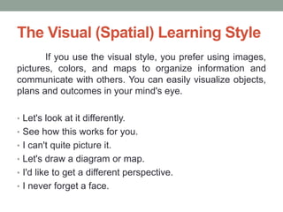 The Learning Style PowerPoint presentations | PPTX | Musicals | Genres