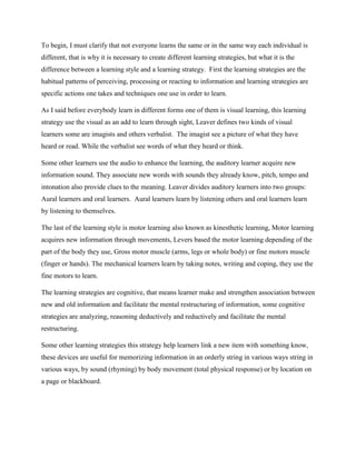 Learning style and learning strategy | PDF