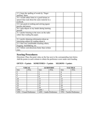 Learning Style Inventory For Adults