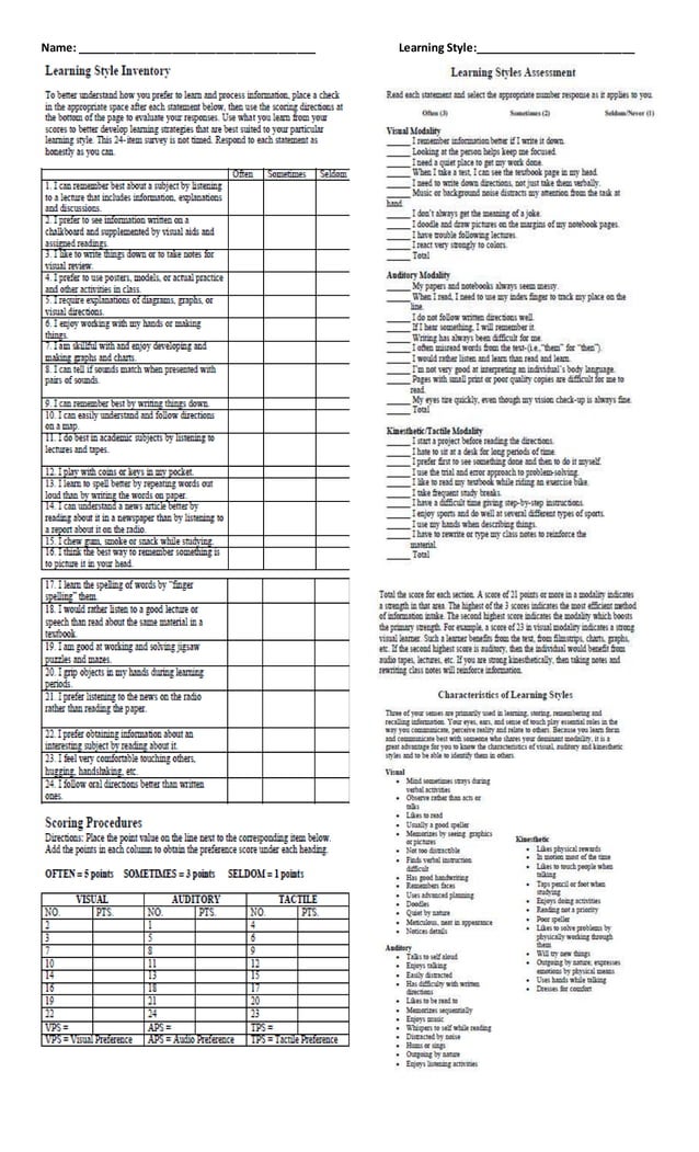 Learning style inventory | PDF