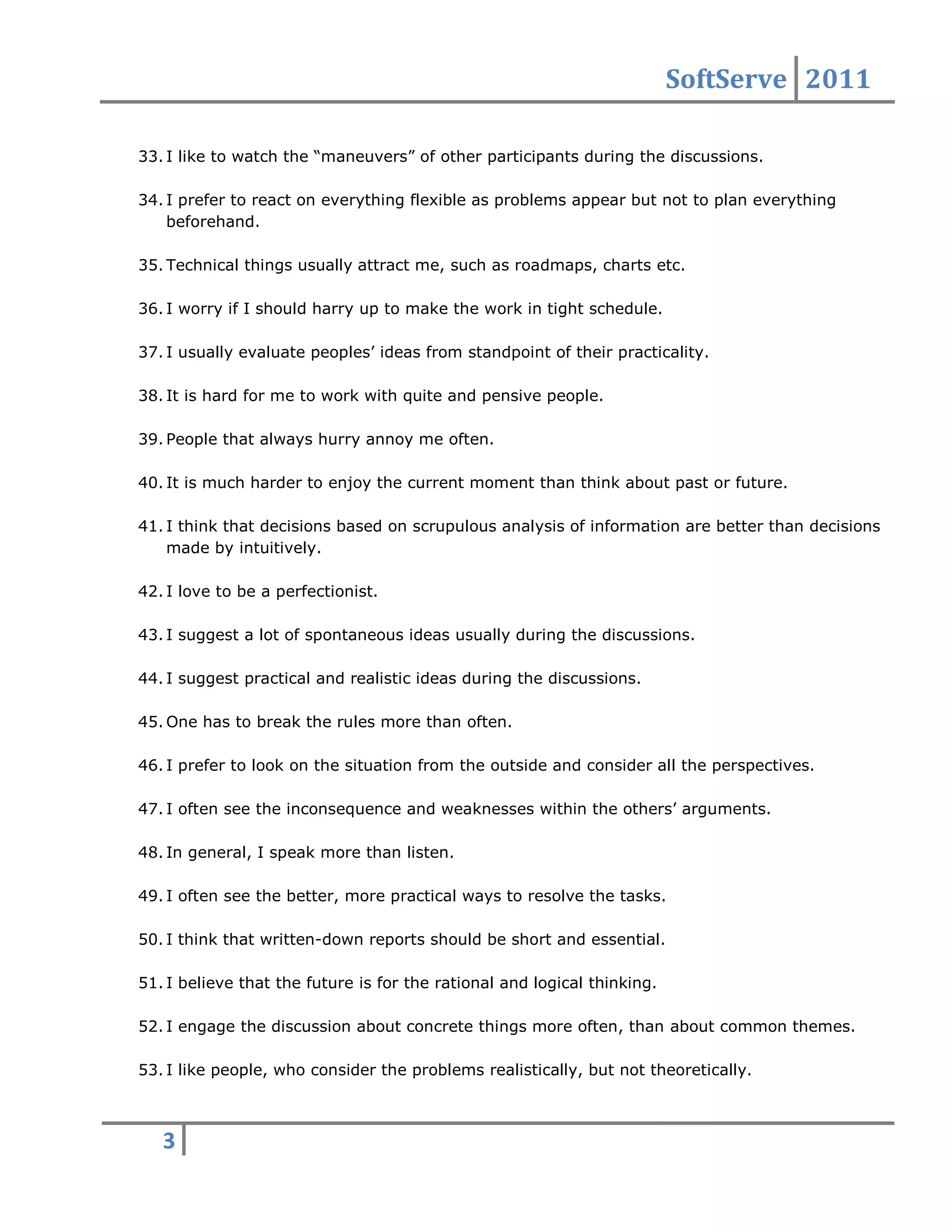 Learning style questionnaire | PDF