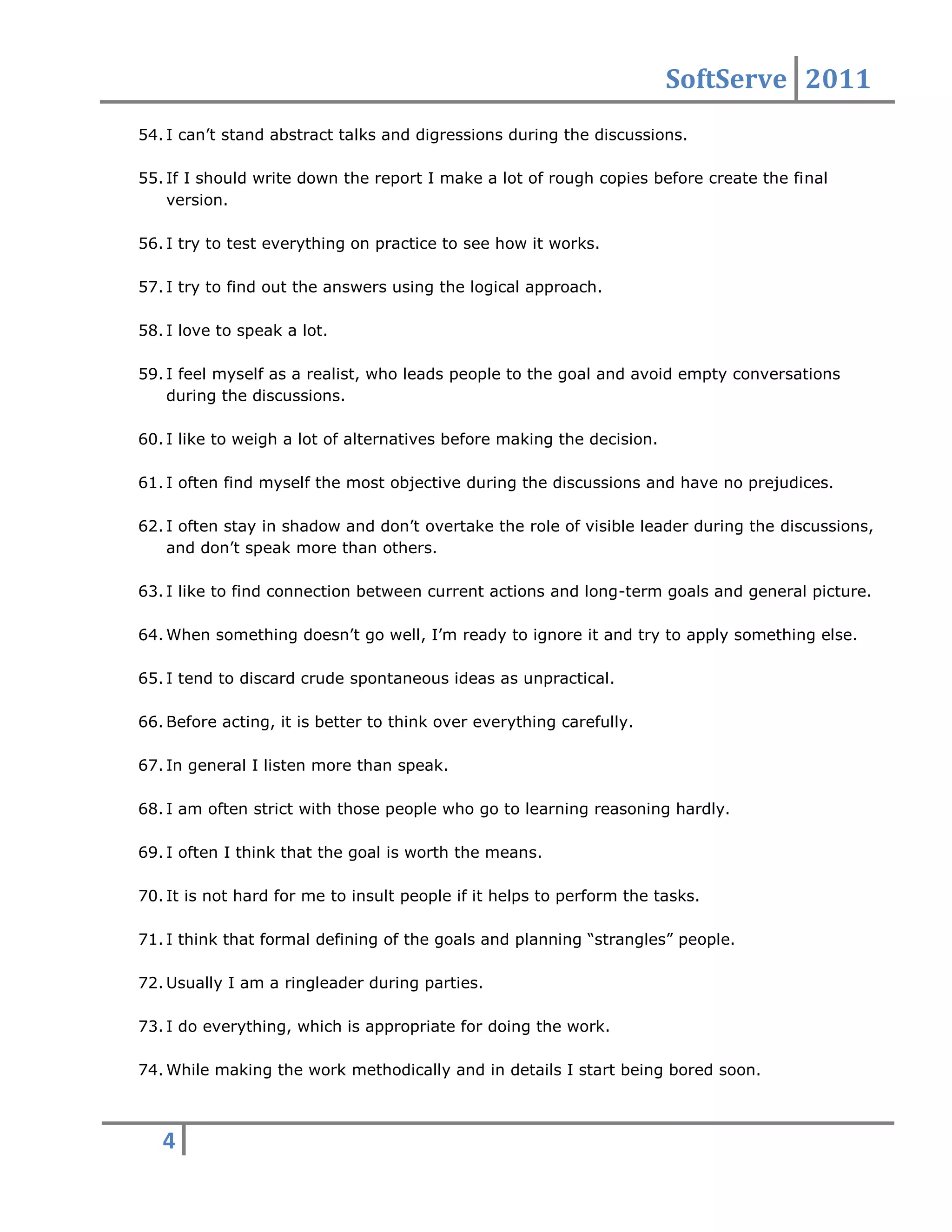 Learning style questionnaire | PDF