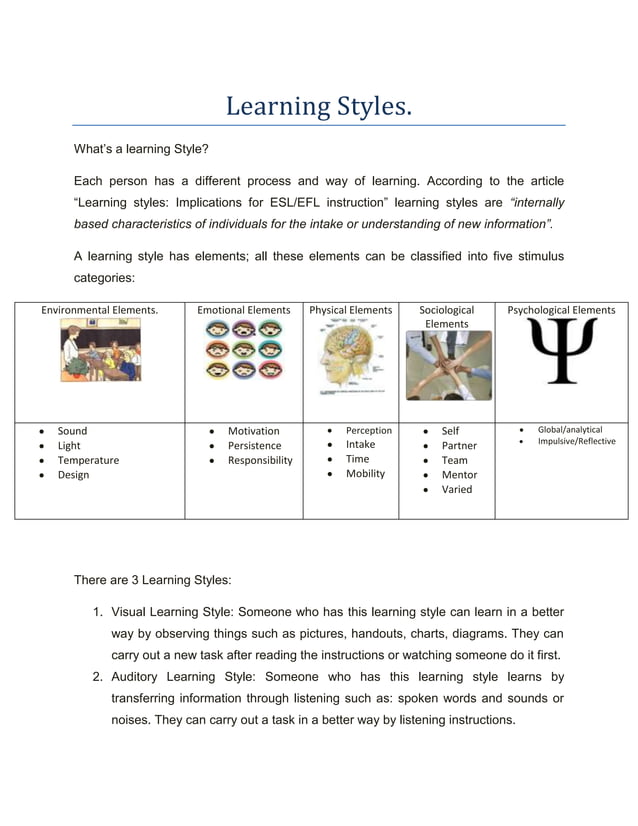 Learning styles and The seven Intelligences | PDF