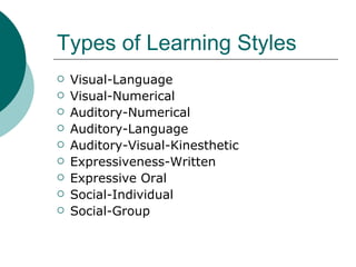 Learning styles | PPS