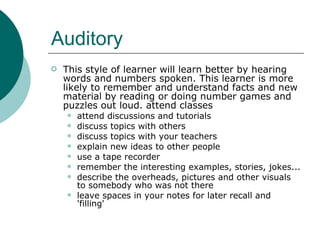 Learning styles | PPS