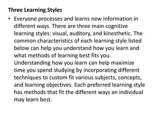 Three Different Learning Styles