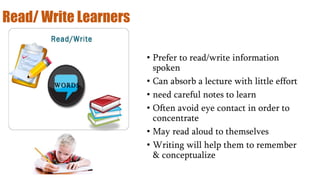 Learning styles, VAK /VARK Model, 4 types of learning styles, Neil ...
