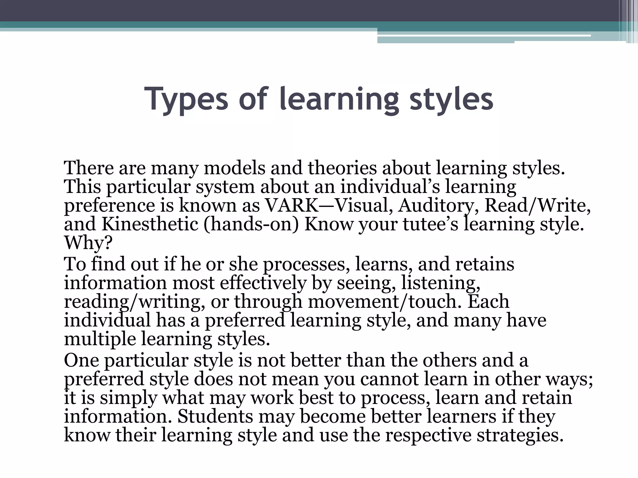 Learning styles, Types of Learning Style | PPTX