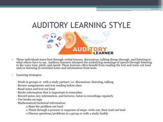Learning styles, Types of Learning Style | PPTX