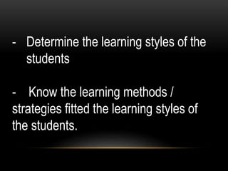 STUDENT'S LEARNING STYLE | PPTX