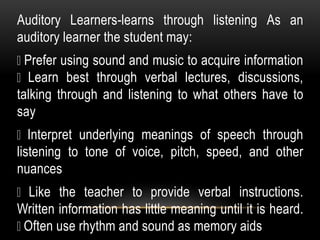 STUDENT'S LEARNING STYLE | PPTX