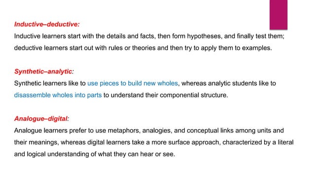 learning styles .pptx | Education