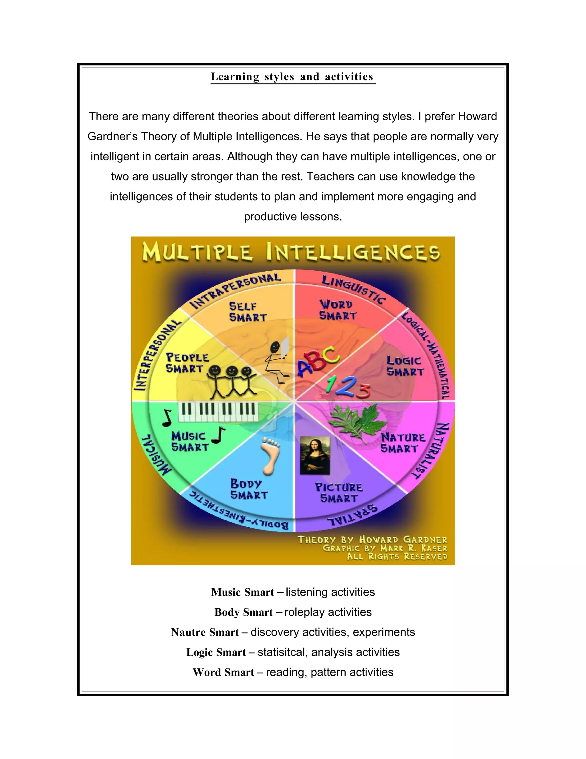 Learning styles and activities | DOC