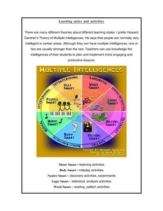 Learning styles and activities | DOC