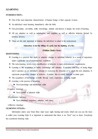 Learning styles and learning process | DOCX