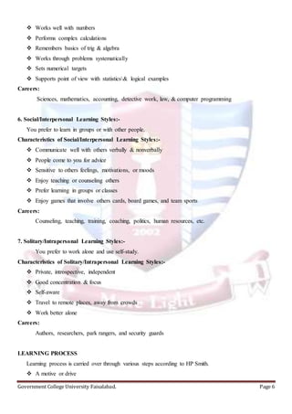 Learning styles and learning process | DOCX