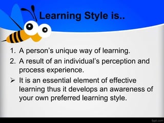 Learning styles and Multiple Intelligence | PPTX
