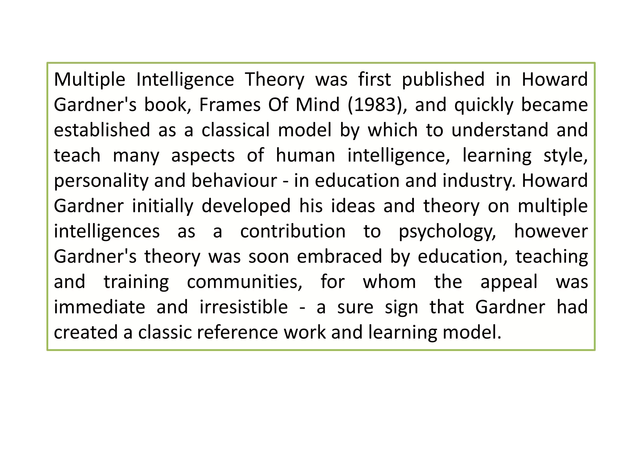 Learning styles and multiple intelligence | PPTX