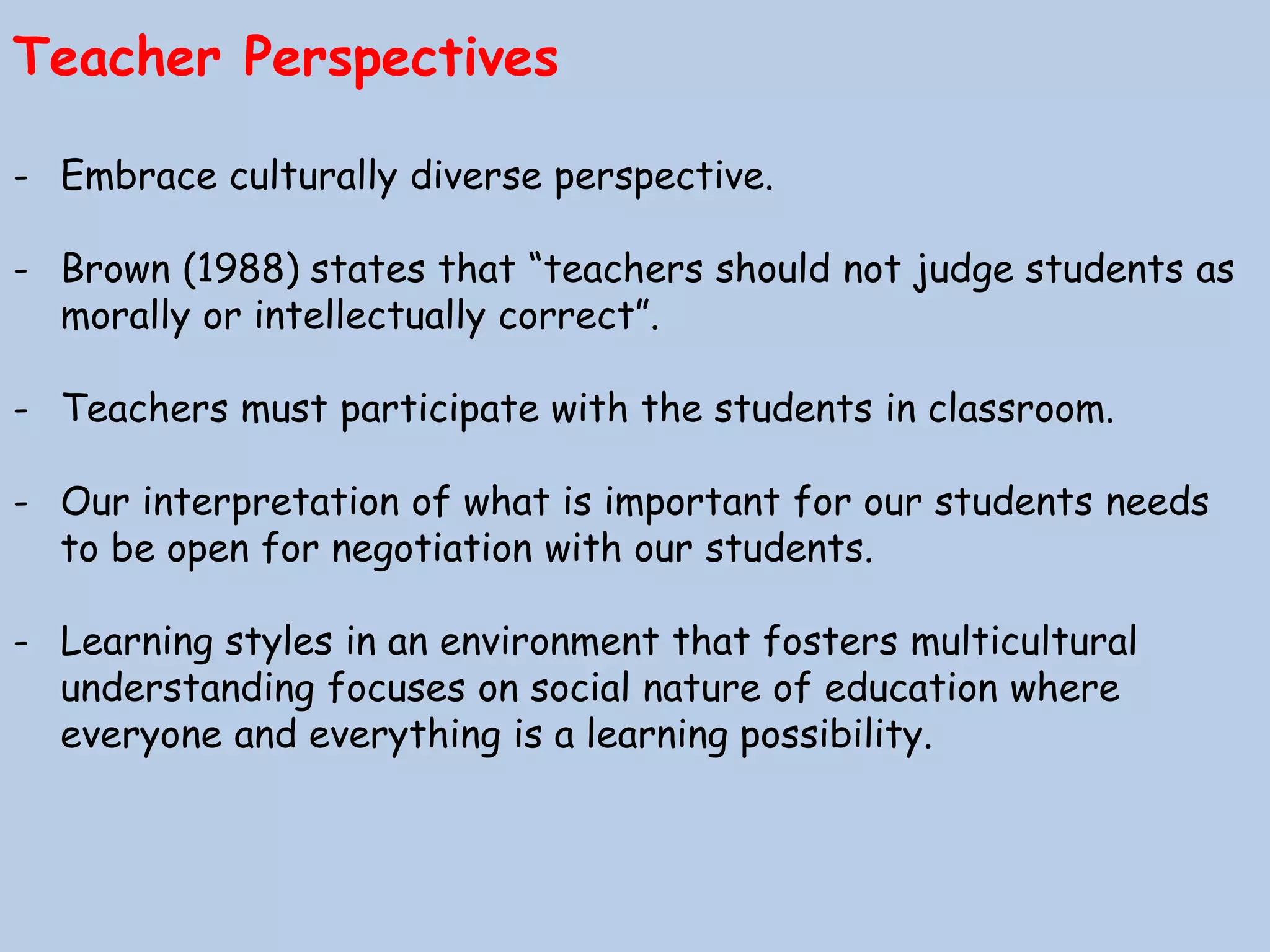 Learning styles from a multicultural perspective | PPT