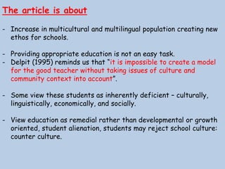 Learning styles from a multicultural perspective | PPT
