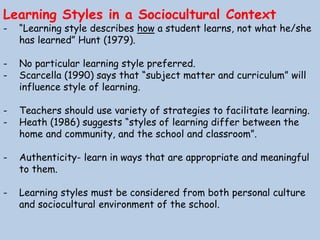 Learning styles from a multicultural perspective | PPTX