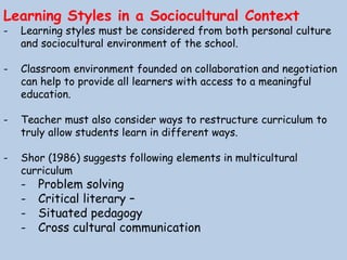 Learning styles from a multicultural perspective | PPTX