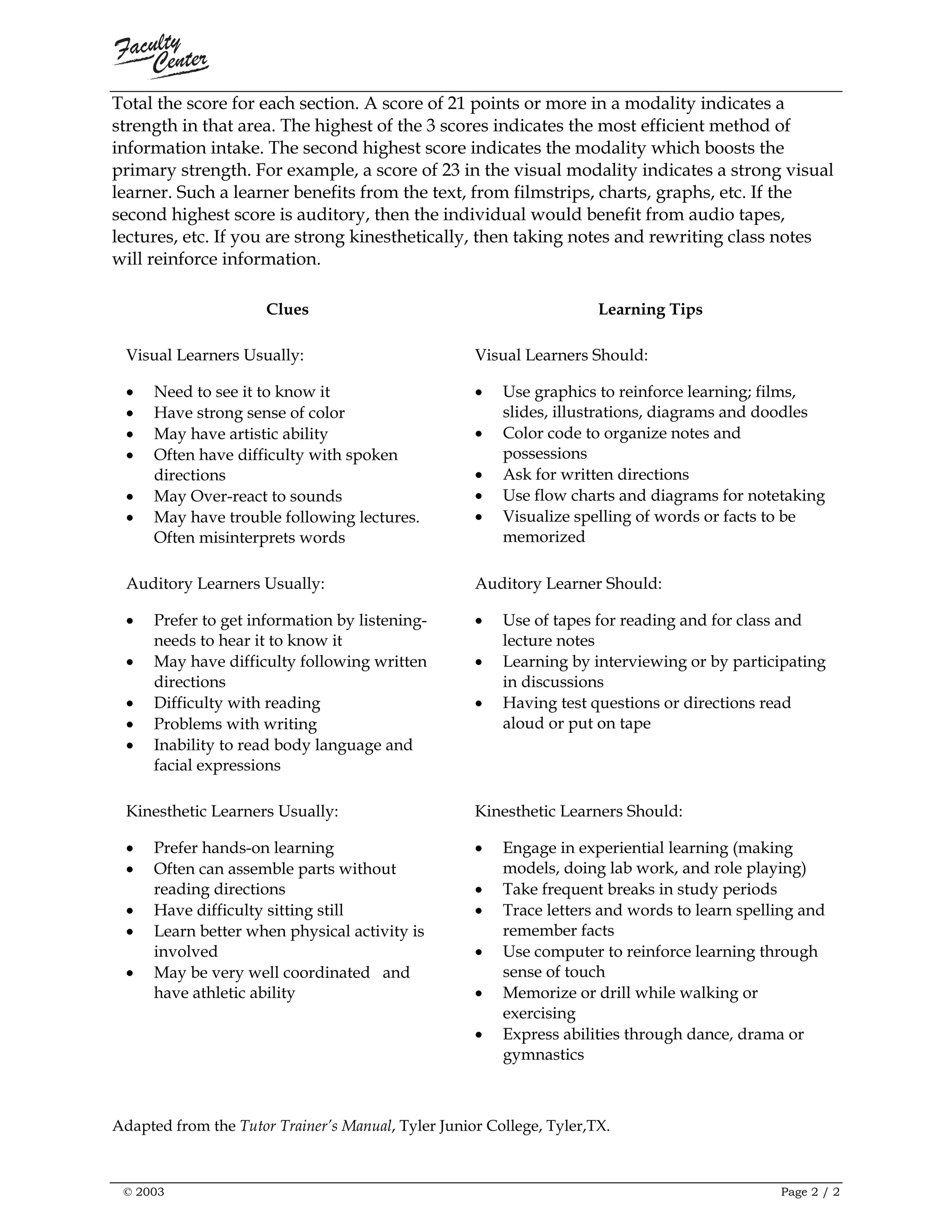 Learning stylesinventory | PDF