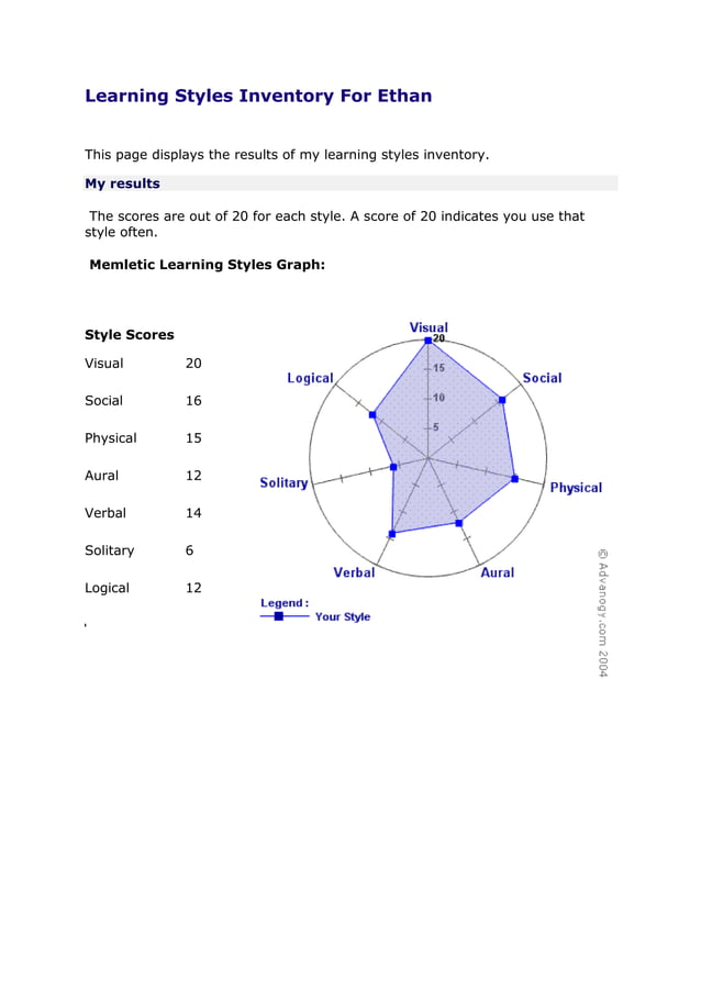 Learning styles inventory for ethan | DOCX