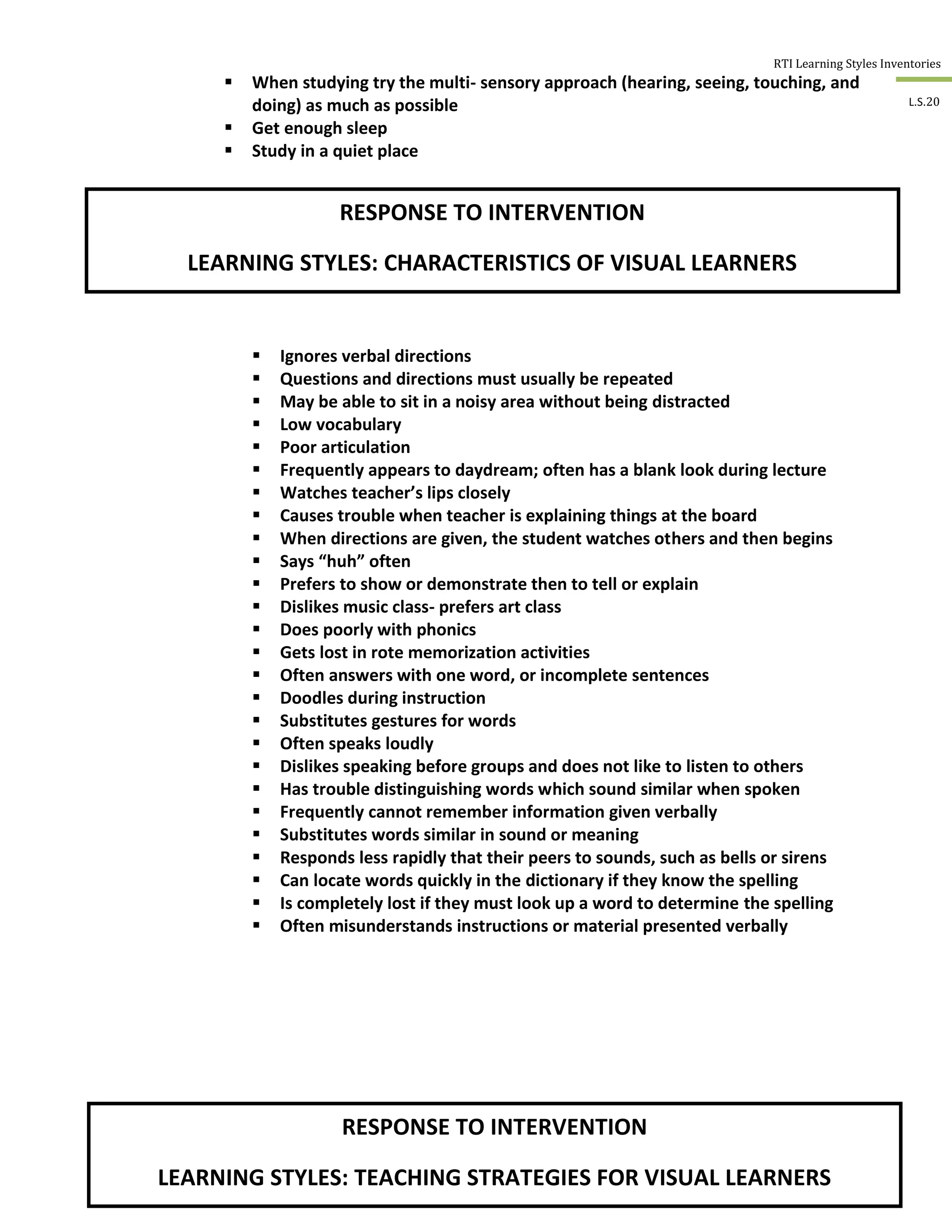 Learning styles inventory revised | PDF