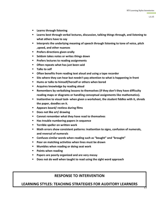 Learning styles inventory revised | PDF