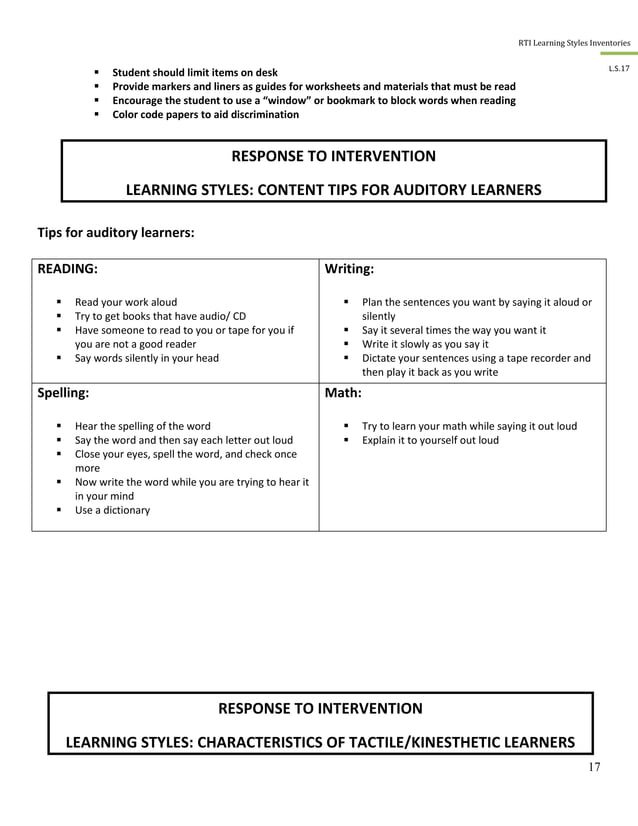 Learning styles inventory revised | PDF