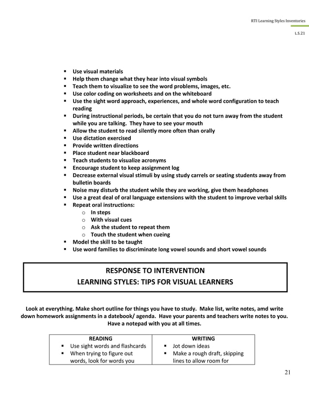 Learning styles inventory revised | PDF